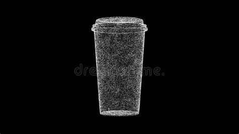 3d Paper Coffee Cup On Black Bg Object Dissolved White Flickering Particles Business