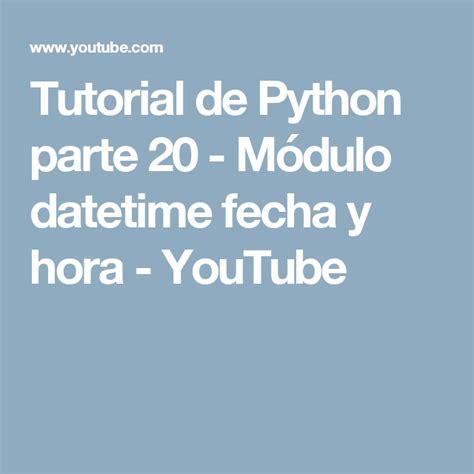 Python Datetimedate Youtube