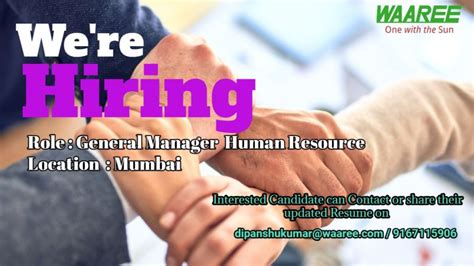 Dipanshu Kumar On Linkedin Waareegroup Hiringalert Opentowork Openings Generalmanager Hr
