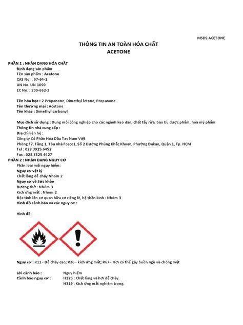 Msds Acetone Pdf