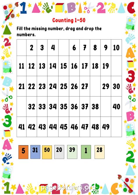 counting 1 50 worksheet