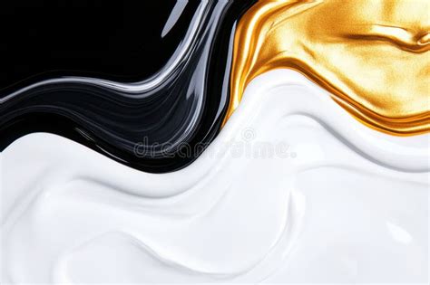 A Detailed View Of A Black White And Gold Abstract Artwork Showcasing Dynamic Patterns Stock