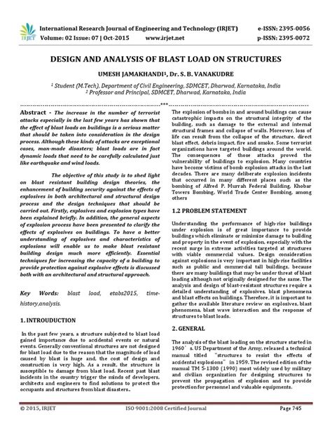 2015 Design And Analysis Of Blast Load On Structures Pdf Pdf Nonlinear System Explosion