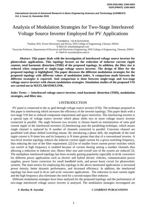 Pdf Analysis Of Modulation Strategies For Two Stage Interleaved Voltage Source Inverter