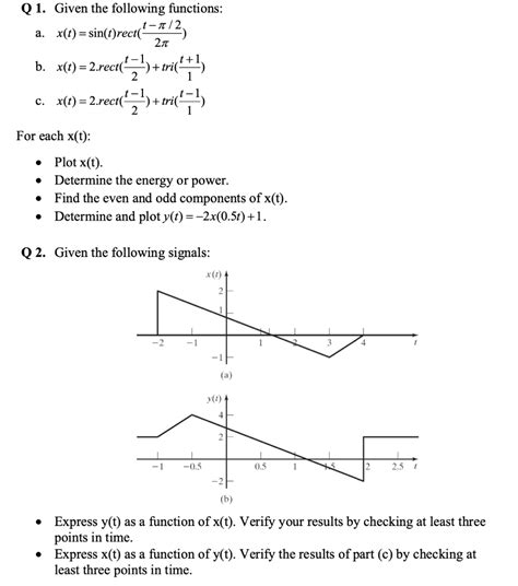 Solved Q Given The Following Functions A Chegg