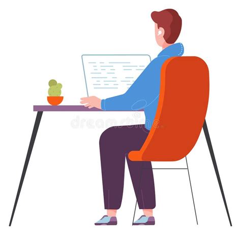 Programmer Work Back View Code Engineering Screen Stock Vector