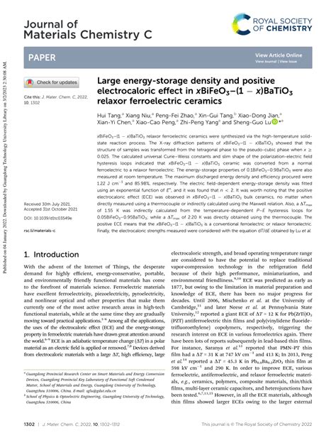 Pdf Large Energy Storage Density And Positive Electrocaloric Effect