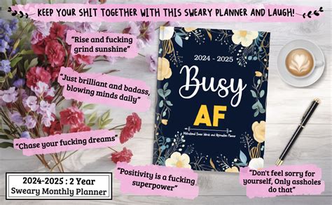 2024 2025 Busy Af Motivational Swear Words And Affirmation 2 Year 24 Month Sweary Mom Monthly