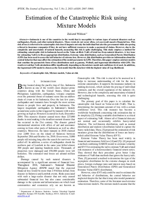 Pdf Estimation Of The Catastrophic Risk Using Mixture Models