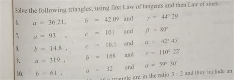 Solved Solve Only By Using Laws Of Sine And Cosine Below Are