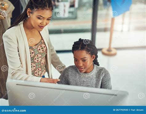 Collaborating On A Digital Design A Successful Young Fashion Designer Stock Image Image Of