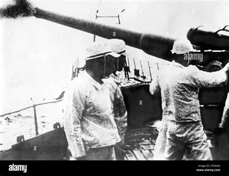 A Japanese Submarine Fights Enemy Targets With Its On Board Gun