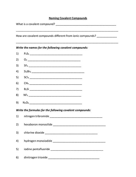 Naming Covalent Compounds Schemes And Mind Maps Chemistry Docsity