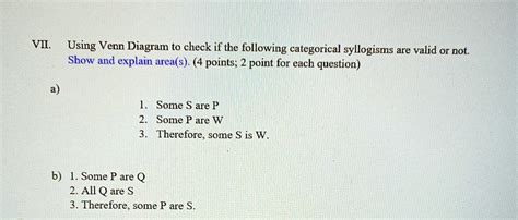 Solved Using Venn Diagrams To Check If The Following Categorical Syllogisms Are Valid Or Not