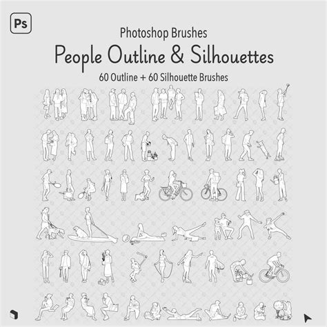 Photoshop People Silhouette And Outline Brushes Toffu Co