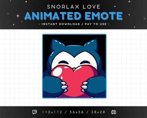 Cute Snorlax Animated Twitch Emote Love Snorlax Pokemon Emote Gaming Streaming Assets Snorlax