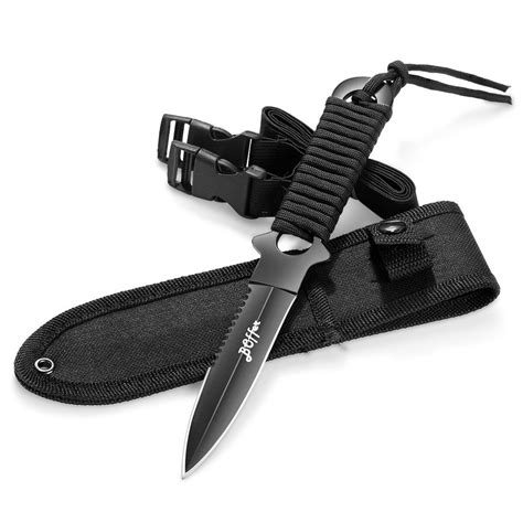 Dive Knife Scuba Diving Knife With Sheath And Leg Strap Black Tip Dive Knife Ebay