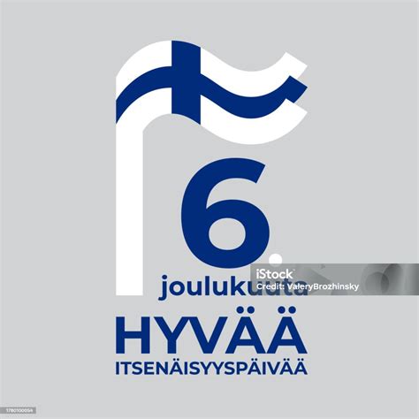 12월 6일 핀란드 독립기념일 벡터 템플릿입니다 물결 모양의 핀란드 국기 핀란드의 국경일 인사말 카드입니다 번역 12월 6일 독립기념일 핀란드 국기에 대한 스톡 벡터 아트