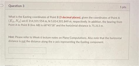 Solved What Is The Easting Coordinates Of Point B 3 Decimal