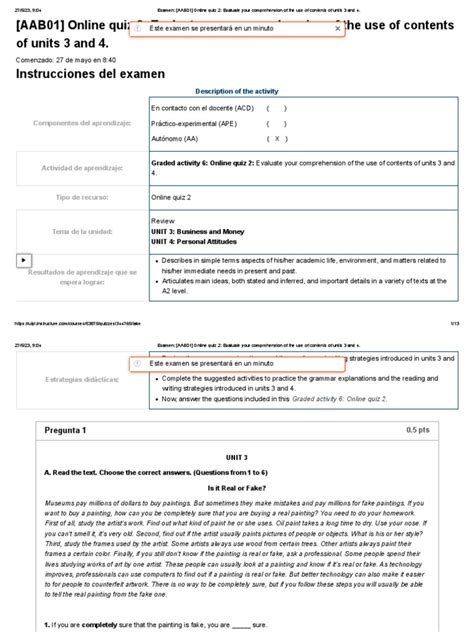 Examen Aab01 Online Quiz 2 Evaluate Your Comprehension Of The Use