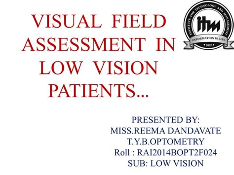 Visual Field Assessment In Low Vision Pptx Eye And Vision Conditions Diseases And Conditions