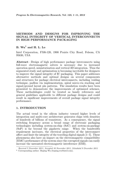 Pdf Methods And Designs For Improving The Signal Integrity For 3d