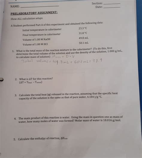 Solved Name Section Date Prelaboratory Assignment Show