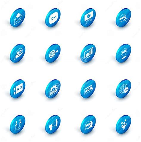 Set Key Board With Graph Chart Seo Optimization Advertising Target And Monitor Icon Vector