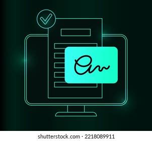 Digital Signature Signing Document Procedure Online Stock Vector