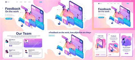 Premium Vector Set Template Article Landing Page App Design Isometric