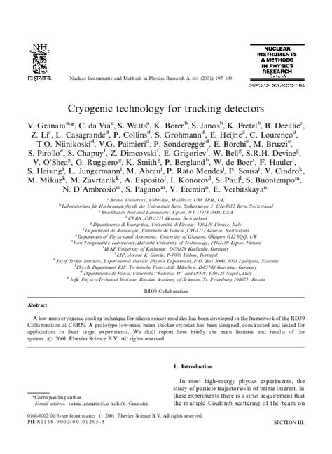 Pdf Cryogenic Technology For Tracking Detectors