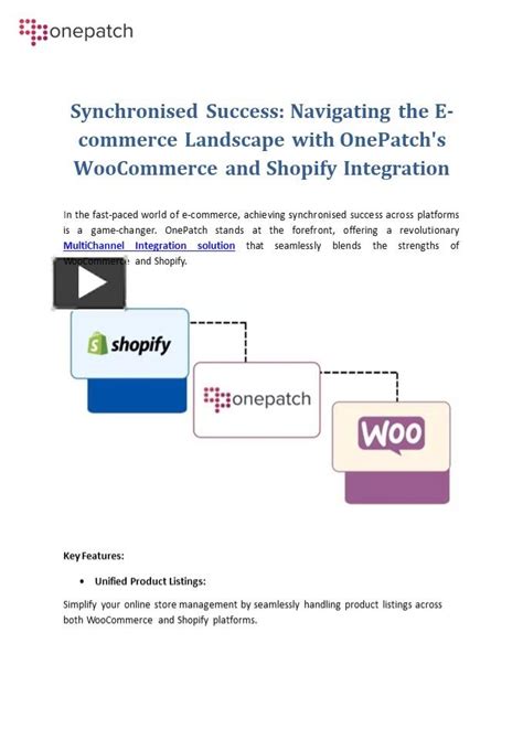 Synchronised Success Navigating The E Commerce Landscape With Onepatchs Woocommerce And