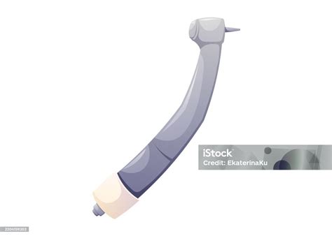 Dental Drill Handpiece Isolated On White Background Vector Cartoon