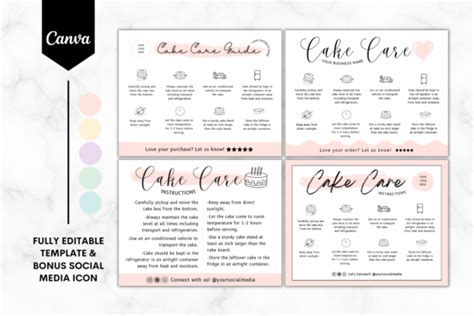 Custom Cake Care Canva Template Bundle Graphic By Sundiva Design