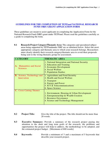 Nrf Application Guideline 1 Pdf Evaluation Science