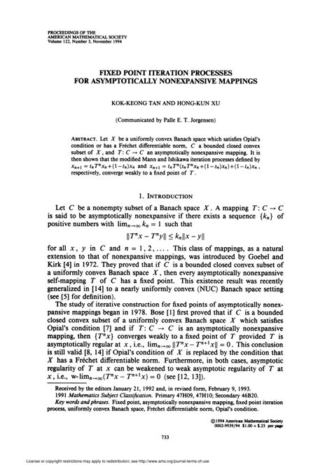 Pdf Fixed Point Iteration Processes For Asymptotically Nonexpansive Mappings