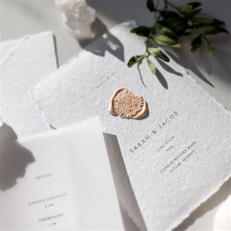 Deckled Edge Wedding Invitation Etsy