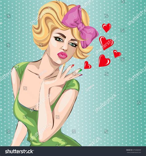 Valentines Day Pin Up Sexy Woman Portrait Stock Vector Royalty Free