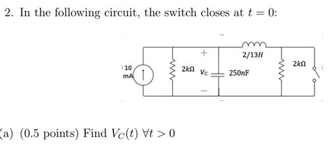 solved 2 in the following circuit the switch closes at t 0