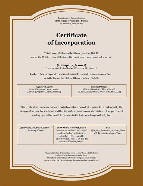 Docsautomator Certificate Of Incorporation Certificates Template