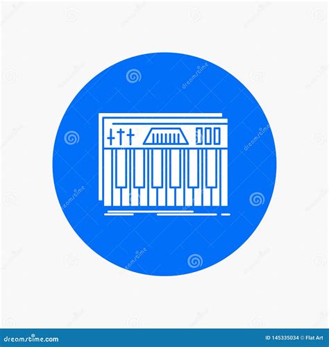 Controller Keyboard Keys Midi Sound White Glyph Icon In Circle Vector Button Illustration