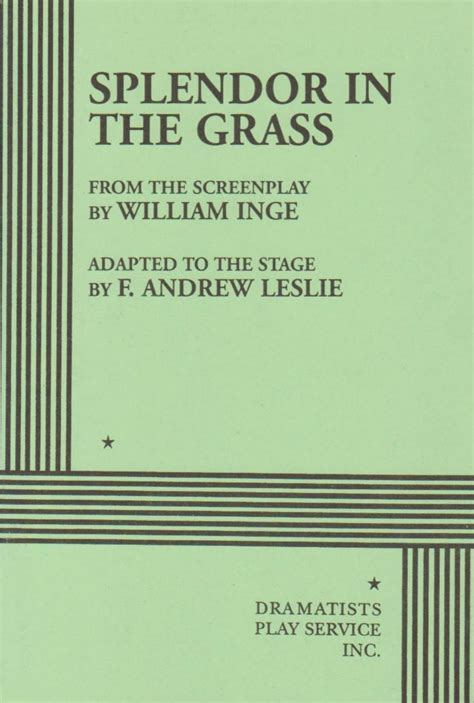 Splendor In The Grass By F Andrew Leslie Adapted From The Screenplay By William Inge