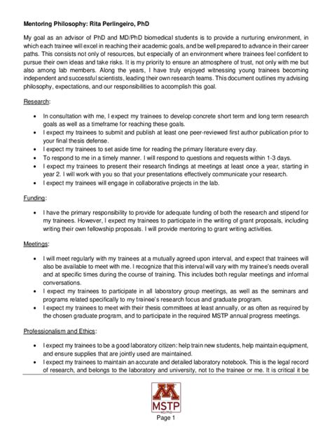 Fillable Online Mentoring Philosophy Rita Perlingeiro Phd My Goal As An Fax Email Print
