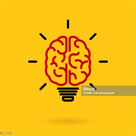 뛰어난 생각 창조적 인 아이디어 영감 브레인 스토밍과 상상력 개발 인간의 두뇌 아이콘 기호와 전구 는 교육 학습을 의미 벡터 일러스트레이션 0명에 대한 스톡 벡터 아트 및