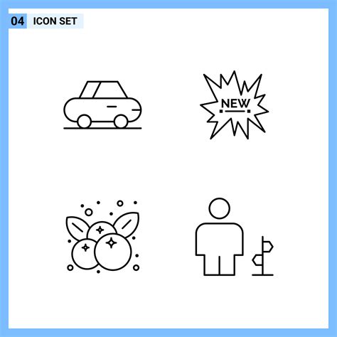 4 Icons Line Style Creative Outline Symbols Black Line Icon Sign