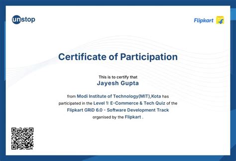 Jayesh Gupta On Linkedin Certificate Of Participation In Flipkart