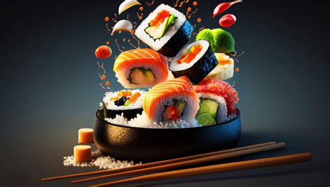 A Colorful Sushi Dish With Fresh Seafood And Vibrant Flavors