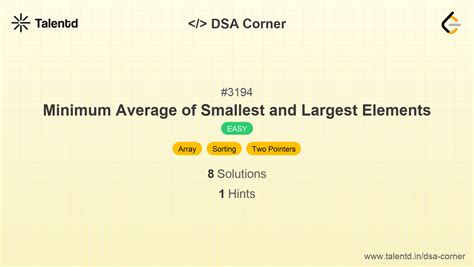 Minimum Average Of Smallest And Largest Elements Dsa Problem Talentd