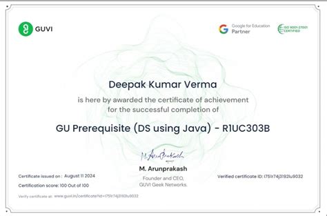 Java Datastructure Learning Coding Guvi Deepak Kumar Verma