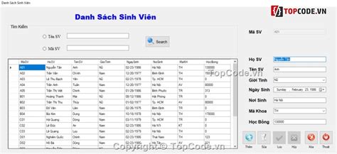 Source Code Phần Mềm Quản Lý điểm Sinh Viên C